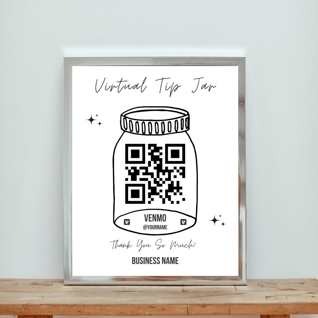 Printable Virtual Tip Jar Venmo Cashapp Payment Sign, Editable Tips ...