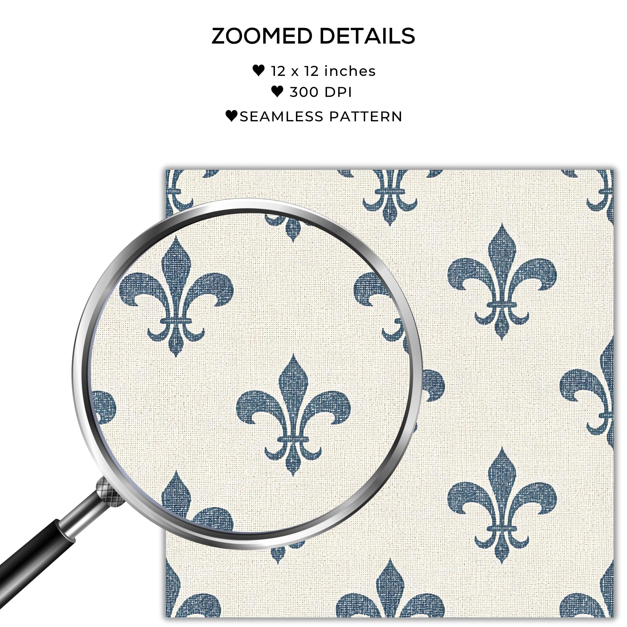 French Country Digital Paper Pack, Blue and White Seamless Toile ...