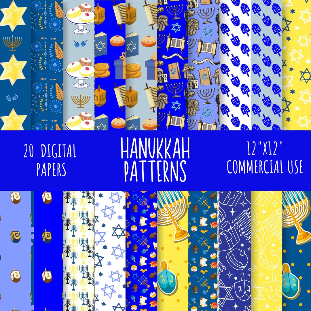 Hanukkah Digital Paper Pack, Dreidel Background, Chanukah, Hanukkah ...
