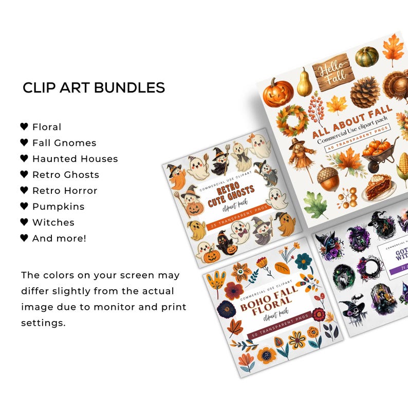 Fall Halloween Digital Paper and Clipart Mega Bundle, 130+ Backgrounds ...