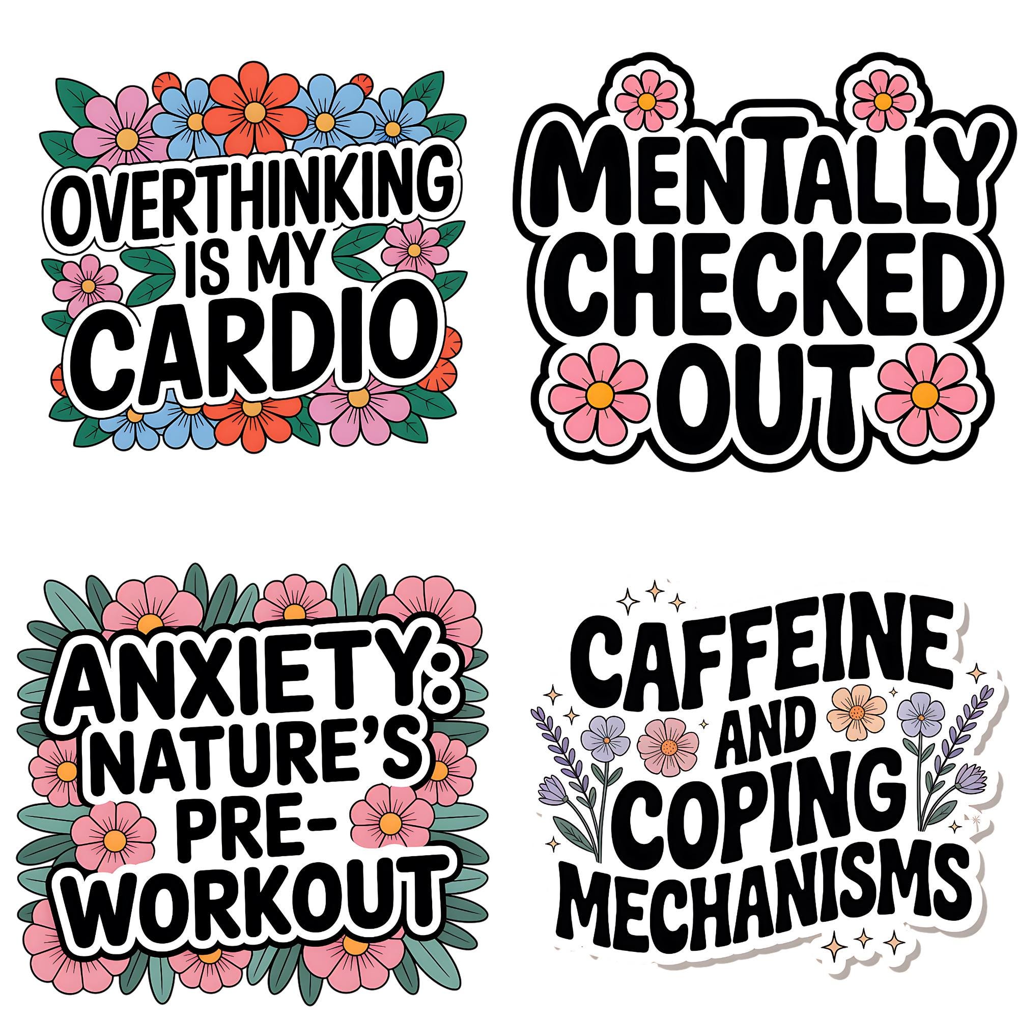Funny Mental Health Clipart Bundle: Sarcastic Quote PNG Graphics ...
