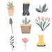 Garden Clipart Pack PNG, Watercolor Gardening Tools & Spring Flowers ...