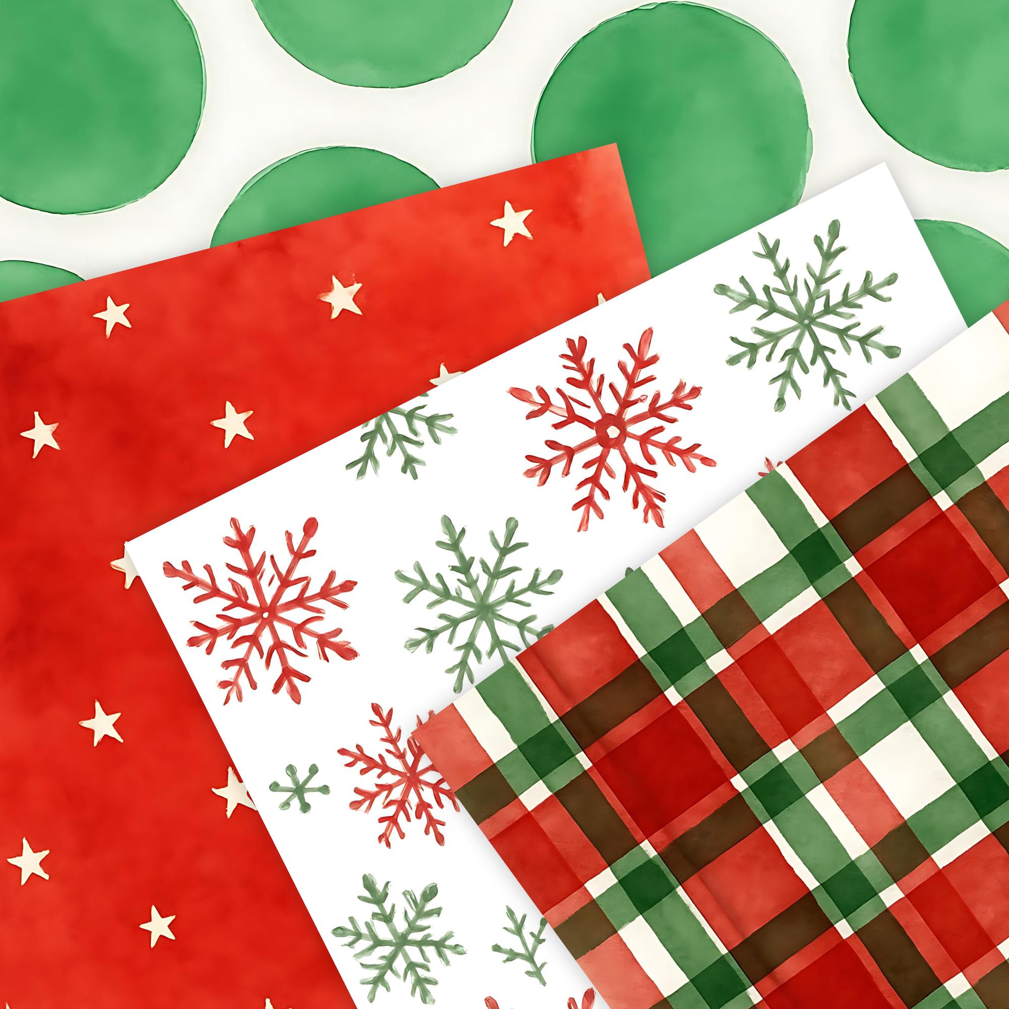Christmas Scrapbook Paper Bundle, 20 Red & Green Watercolor Polka Dots ...