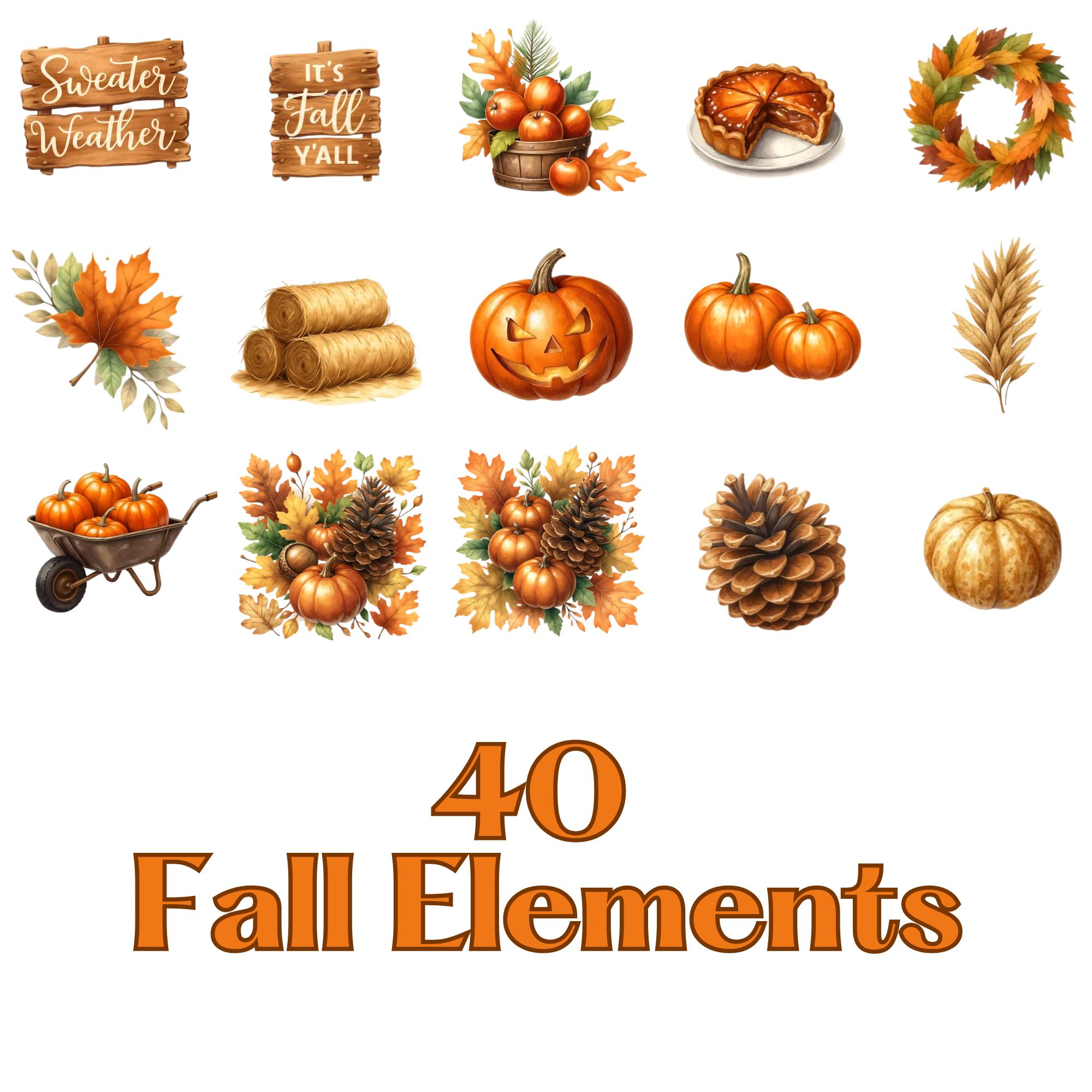 Hello Fall Clipart, Autumn Graphics Png, October Scrapbooking, Pumpkin ...