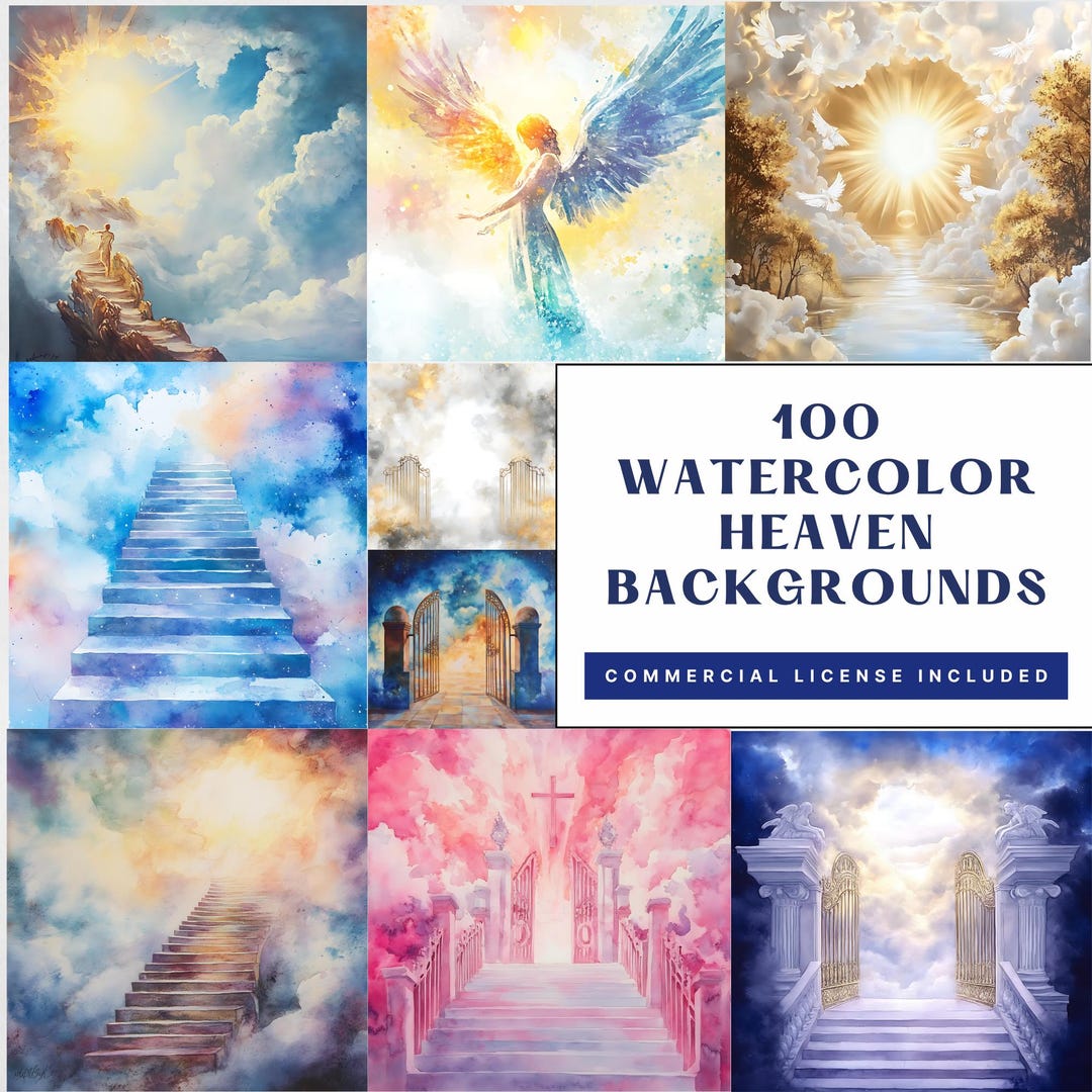 100 Heaven Backgrounds: Celestial Sky, Angelic Clouds PNG Bundle ...