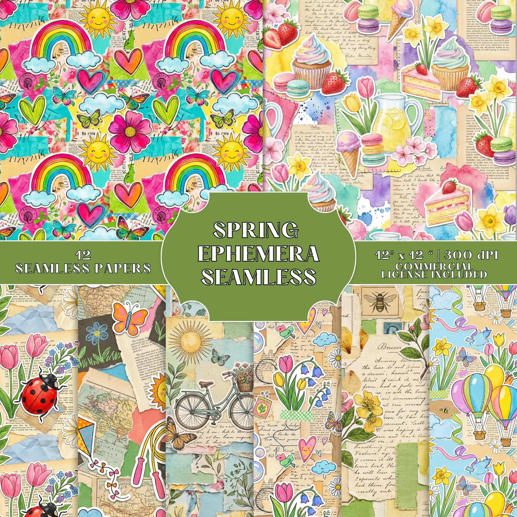 Spring Days Seamless Digital Paper, Rainbow Sunshine Scrapbook ...