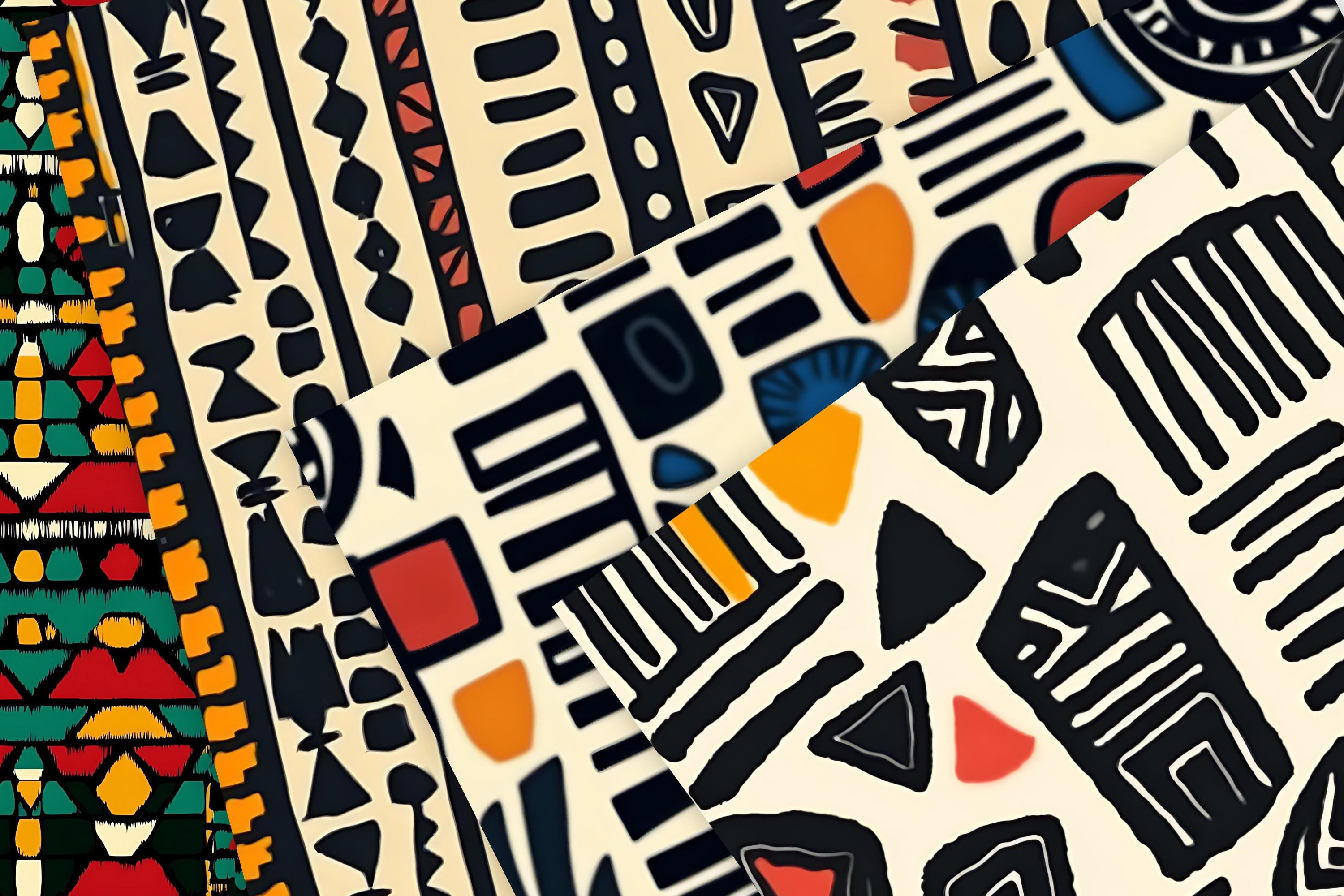 African Kente Mud Cloth Digital Paper: Seamless Tribal Patterns (12x12 ...