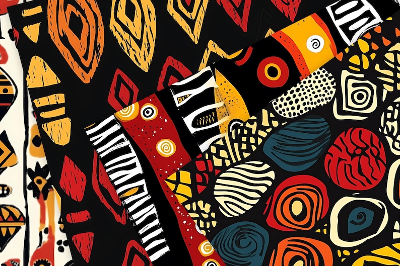 African Kente Mud Cloth Digital Paper: Seamless Tribal Patterns (12x12 ...