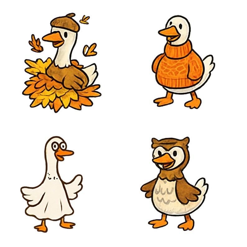 Funny Fall Goose Clipart Bundle: Autumn PNG Graphics (commercial Use ...