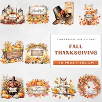 Kawaii Thanksgiving Clipart, Cute Fall Harvest Clipart, Autumn ...