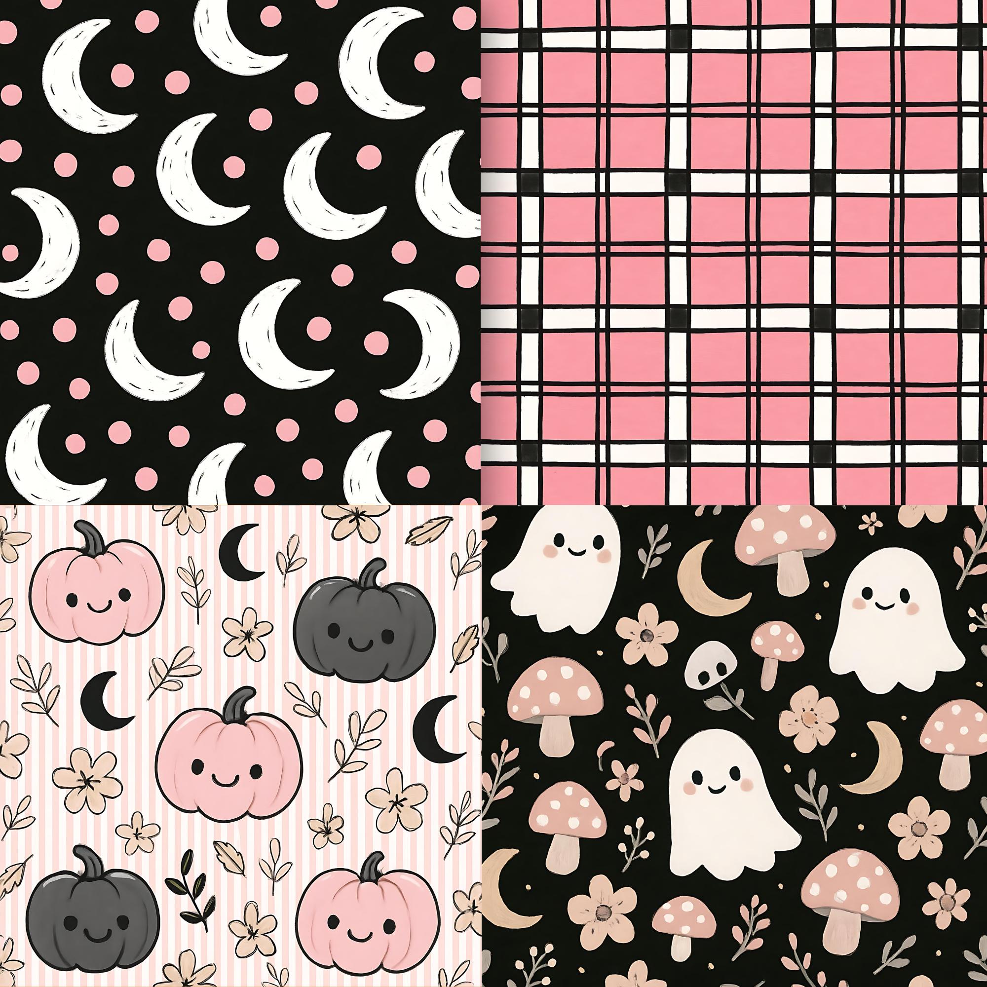 Pink Halloween Digital Paper Pack: Kawaii Ghosts & Skulls (12x12 JPG ...