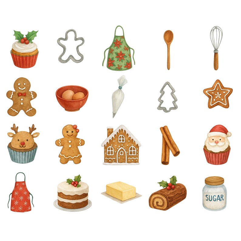 Christmas Baking Clipart Bundle, Gingerbread Cookies Kitchen PNG ...