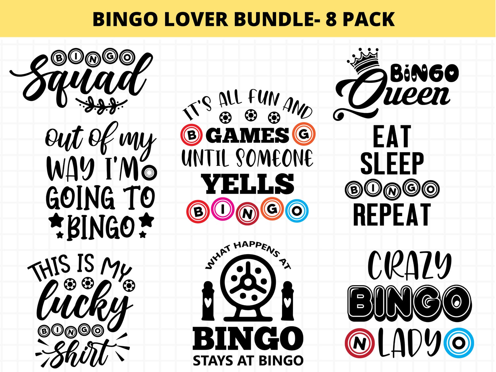 Bingo Svg Bundle, Bingo Lover Svg, Funny Bingo Bundle, Bingo Player PNG ...