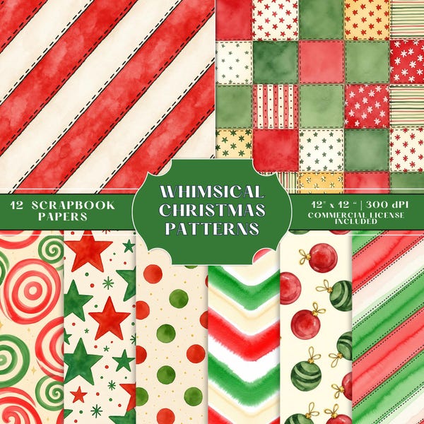 Whimsical Christmas Digital Paper - Etsy
