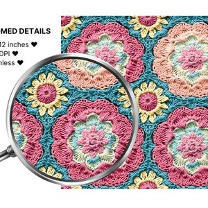 Granny Square Embroidery Digital Paper: Crochet Seamless Patterns ...