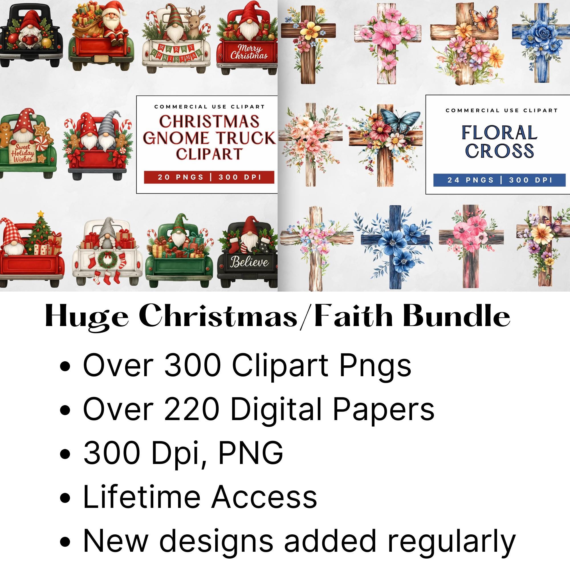Huge Christmas Faith Digital Papers & Clipart Bundle, 220+ Backgrounds ...