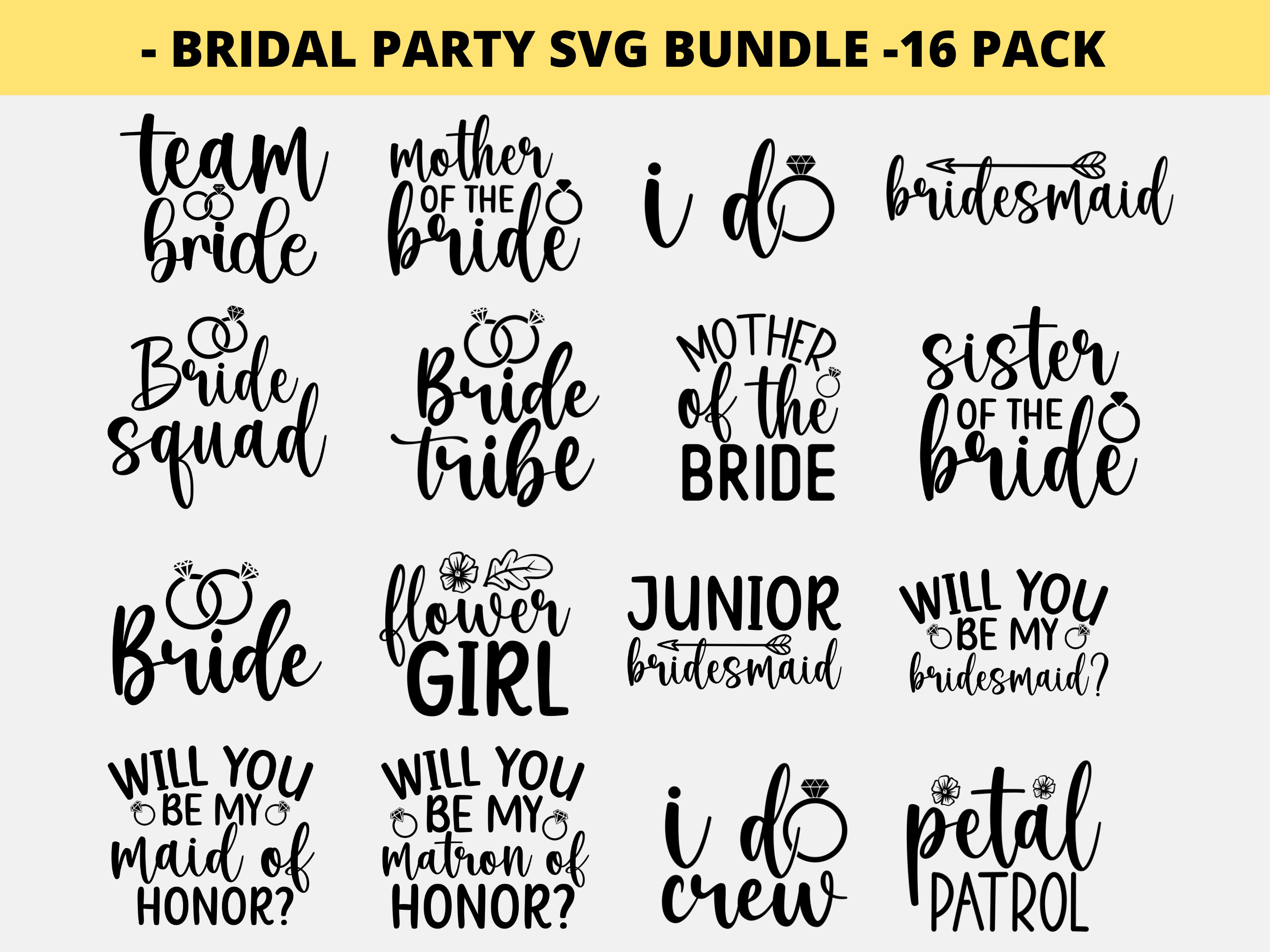 Bridal Party Bundle Svg Wedding Svg Bride Svg Bridesmaid Etsy