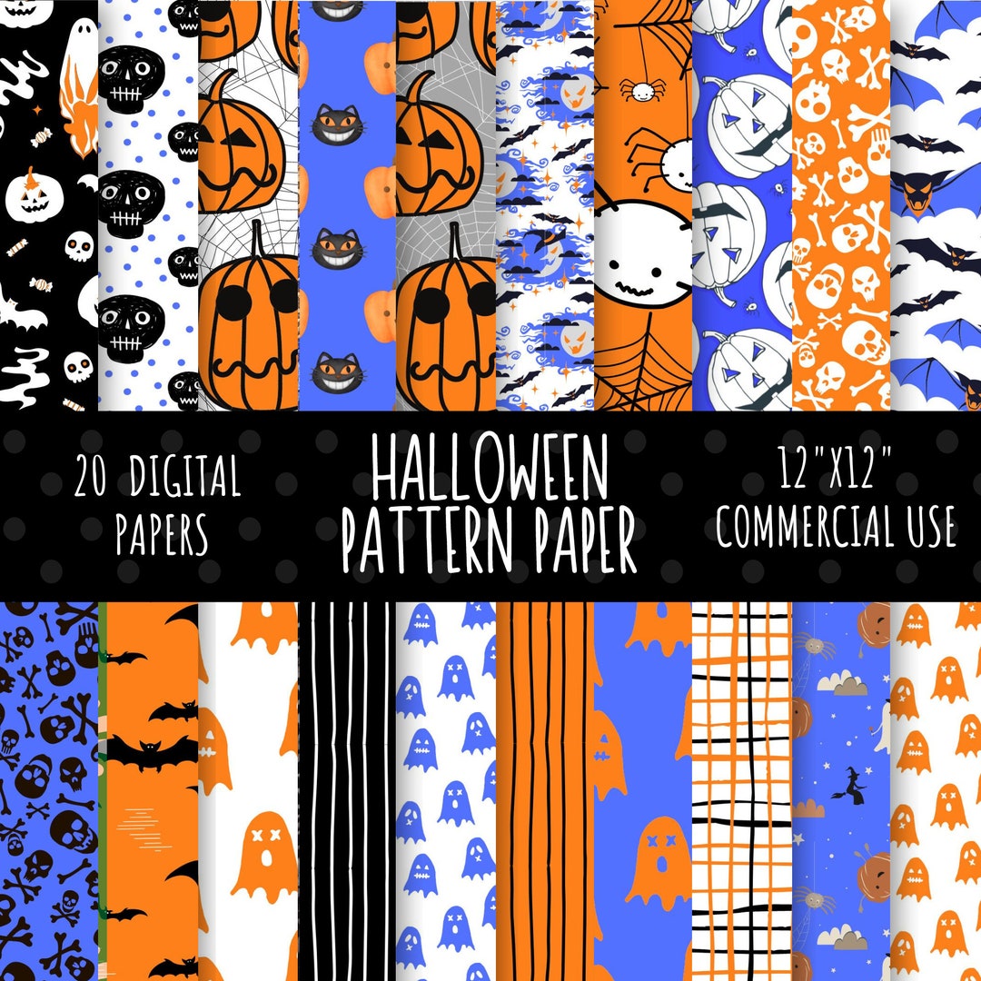 Halloween Digital Paper Pack, Halloween Background, Halloween Doodles ...