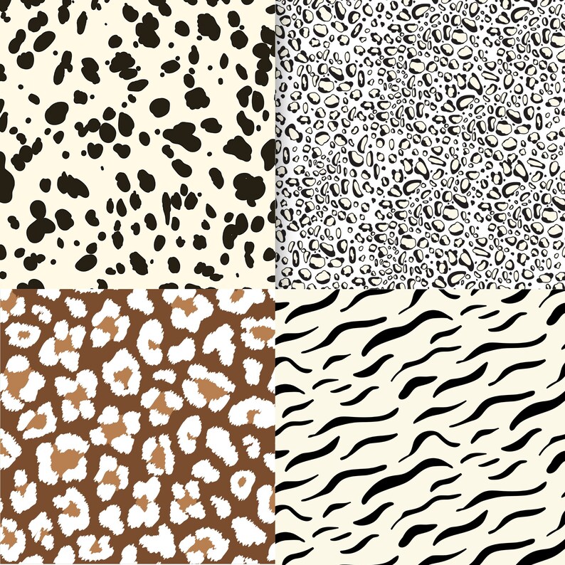 Animal Print Digital Paper Pack Safari Digital Scrapbook - Etsy