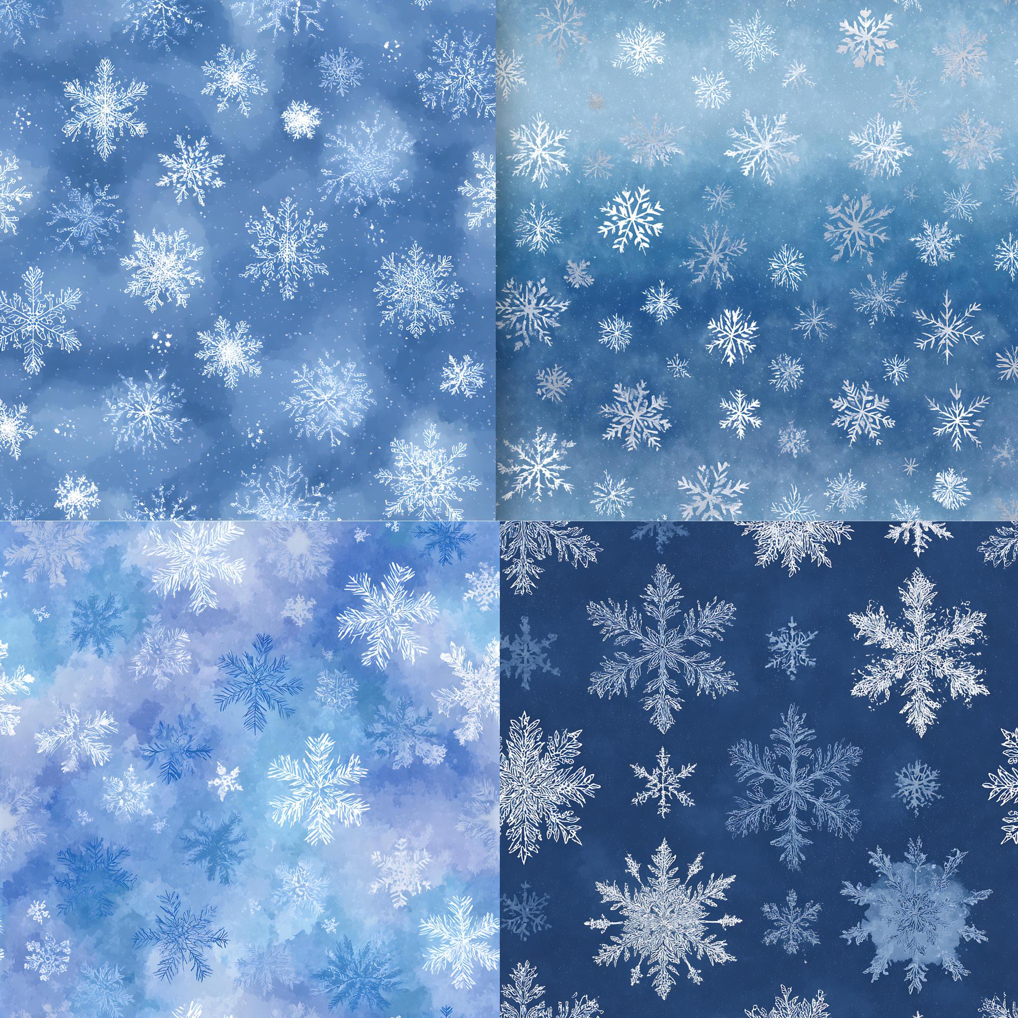 Winter Snowflake Seamless Paper Bundle of 20, Blue Winter Scrapbook ...