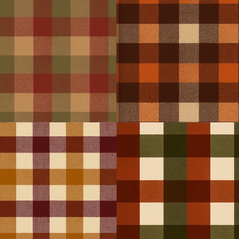 Buffalo Plaid Digital Paper Bundle, Seamless Fall Flannel Backgrounds ...