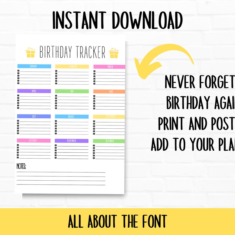 Birthday Tracker - Etsy