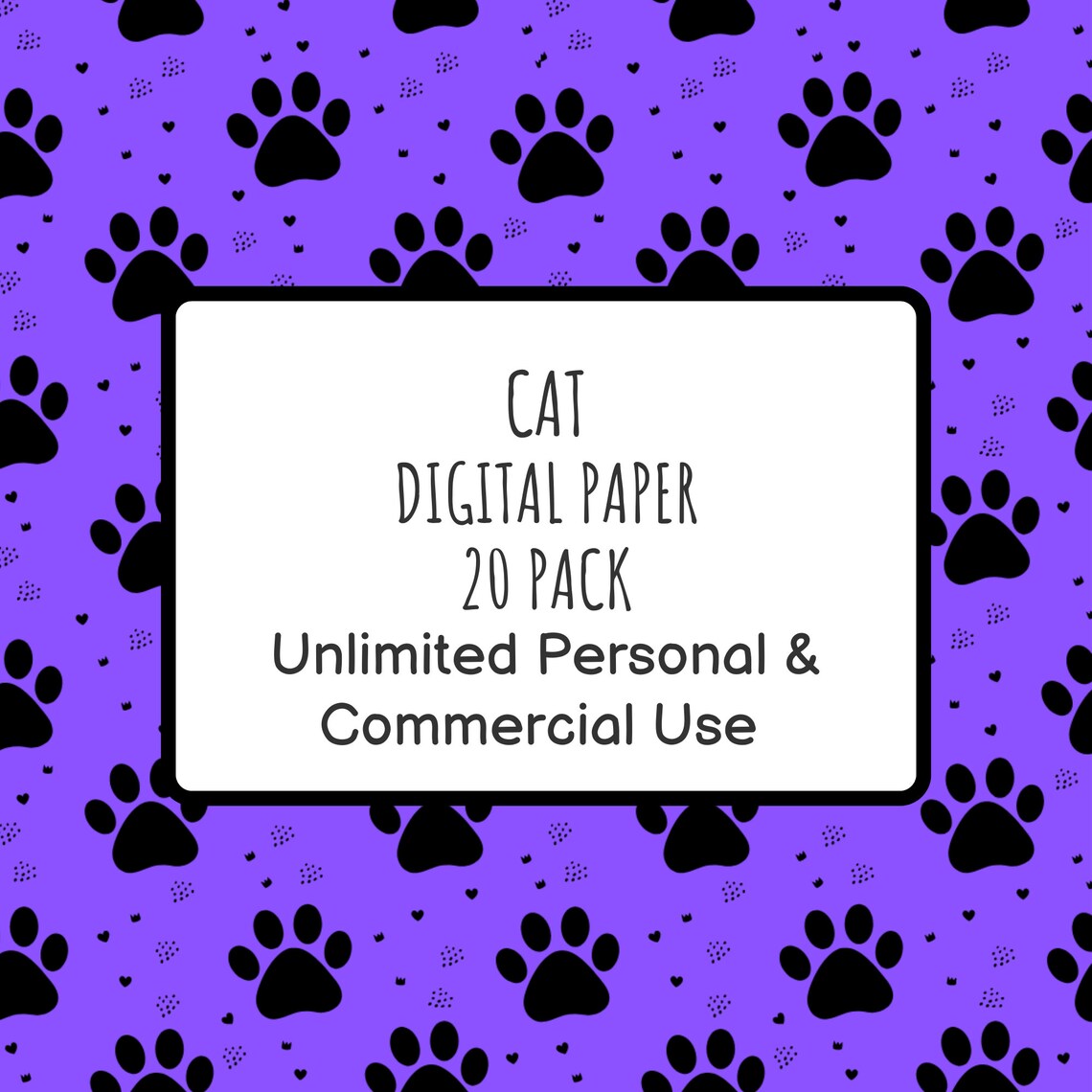 Cat Digital Paper Pack Cat Digital Scrapbook Paper Paw Print - Etsy
