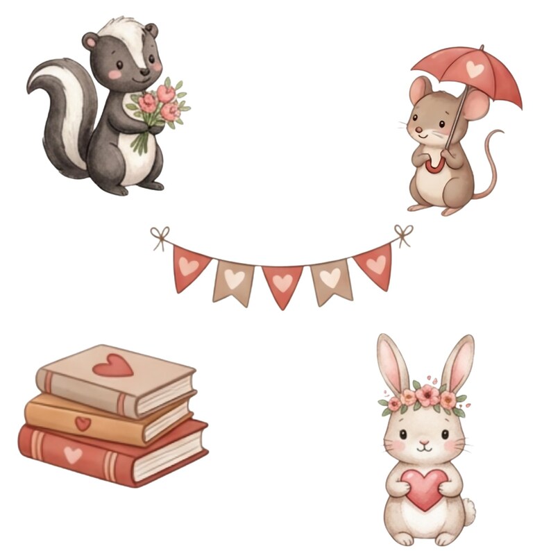 Love Woodland Animals Clipart Bundle, Forest Critter Valentines Day Png ...