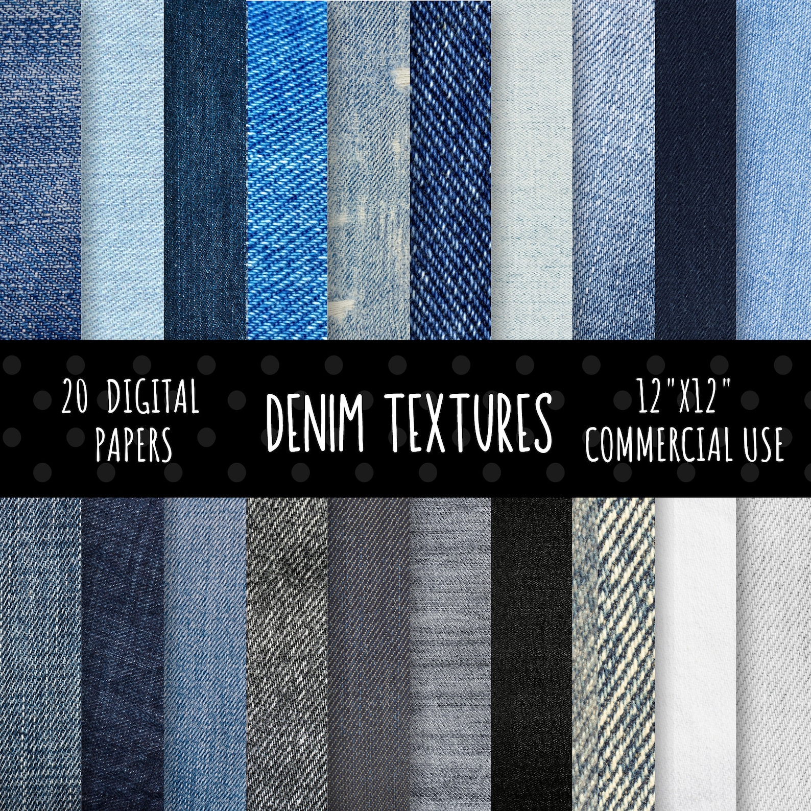 Denim Texture Digital Paper Pack, Denim Digital Scrapbook Paper, Denim ...