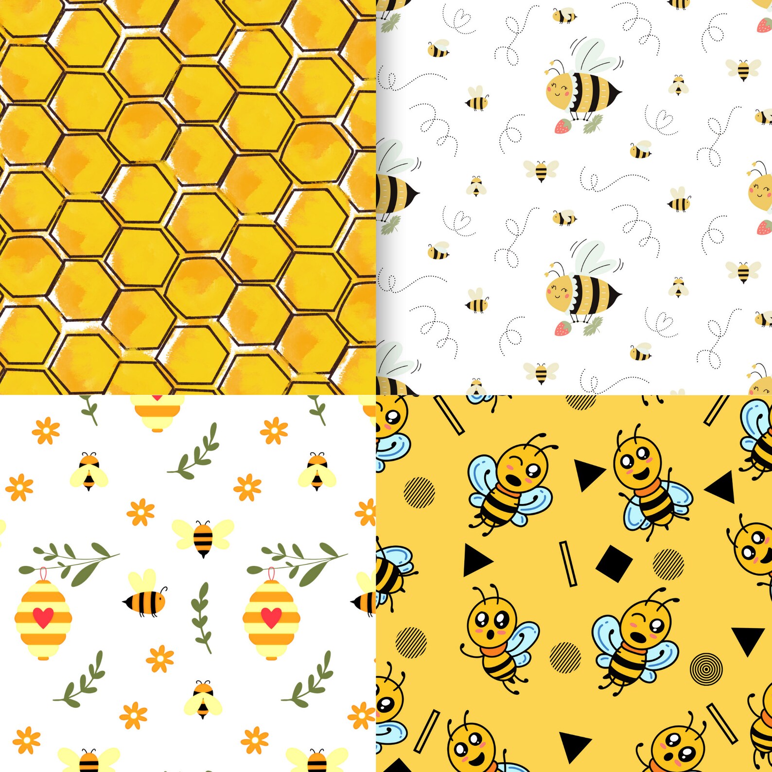 Bee Digital Paper Pack Bee Patterned Paper Honeycomb Paper - Etsy