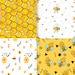 Bee Digital Paper Pack, Bee Patterned Paper, Honeycomb Paper, Yellow ...