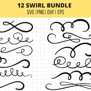 Swirl Svg Bundle, Flourish Svg, Swoosh Svg, Decorative Svg, Doodle ...