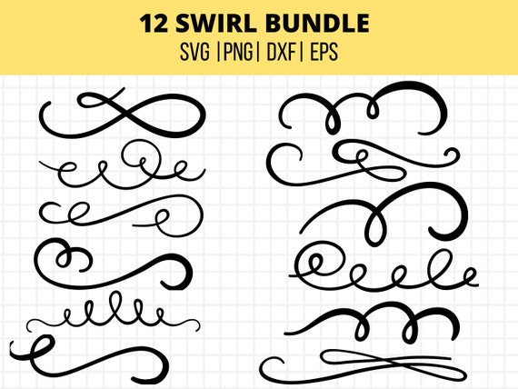 Swirl Svg Bundle Flourish Svg Swoosh Svg Decorative Svg | Etsy UK