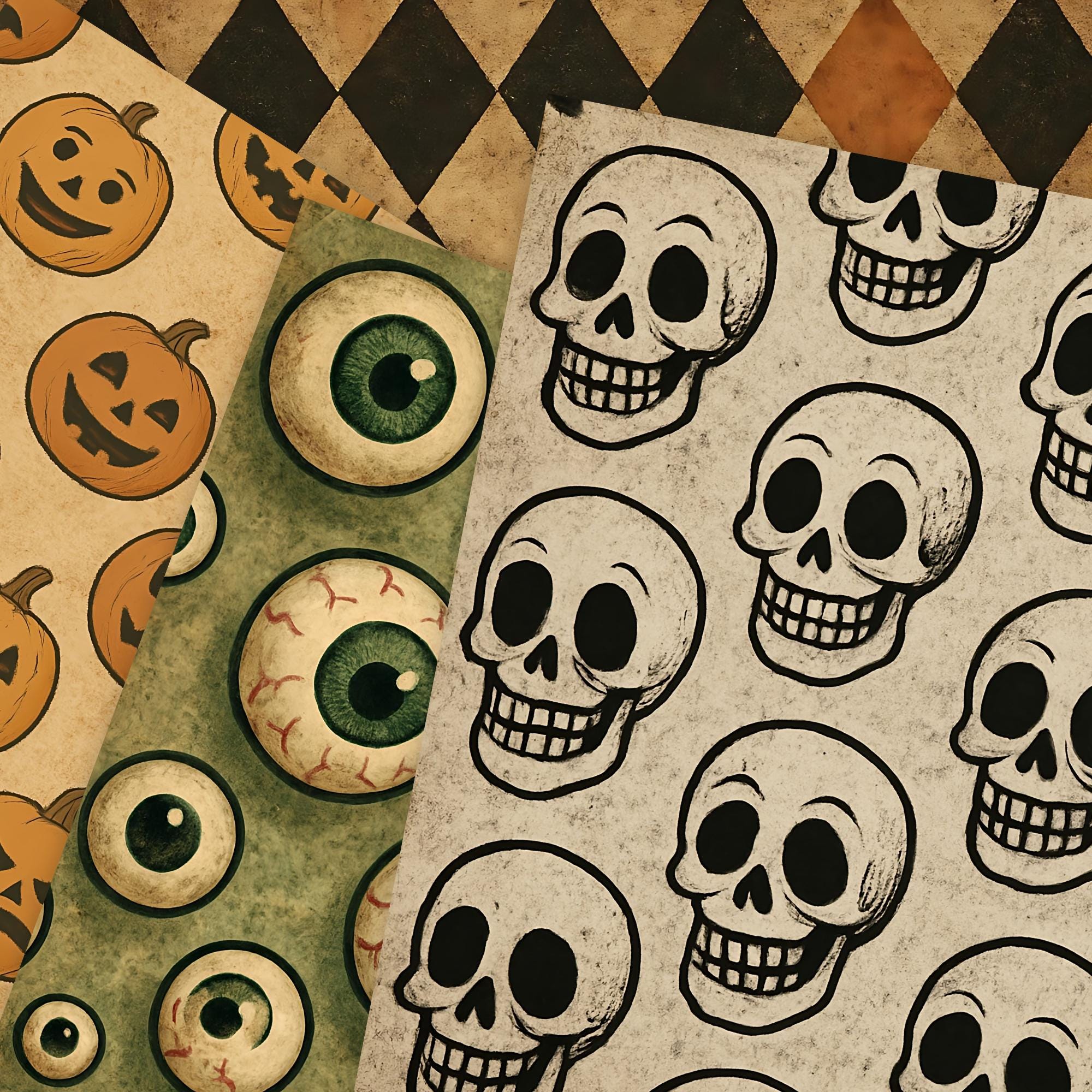 Retro Halloween Digital Paper Bundle, Vintage Grunge Scrapbook ...