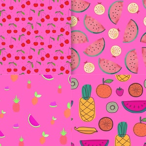 Fruit Digital Paper Pack, Summer Fruit Digital Paper, Watercolor Paper ...
