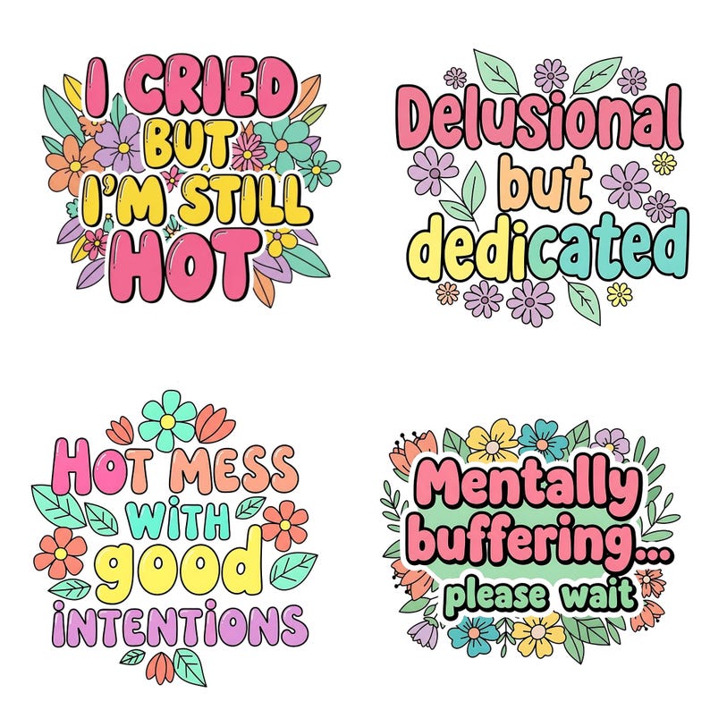 Sarcastic Mental Health Clipart Bundle: Funny Self Care Quotes PNG ...