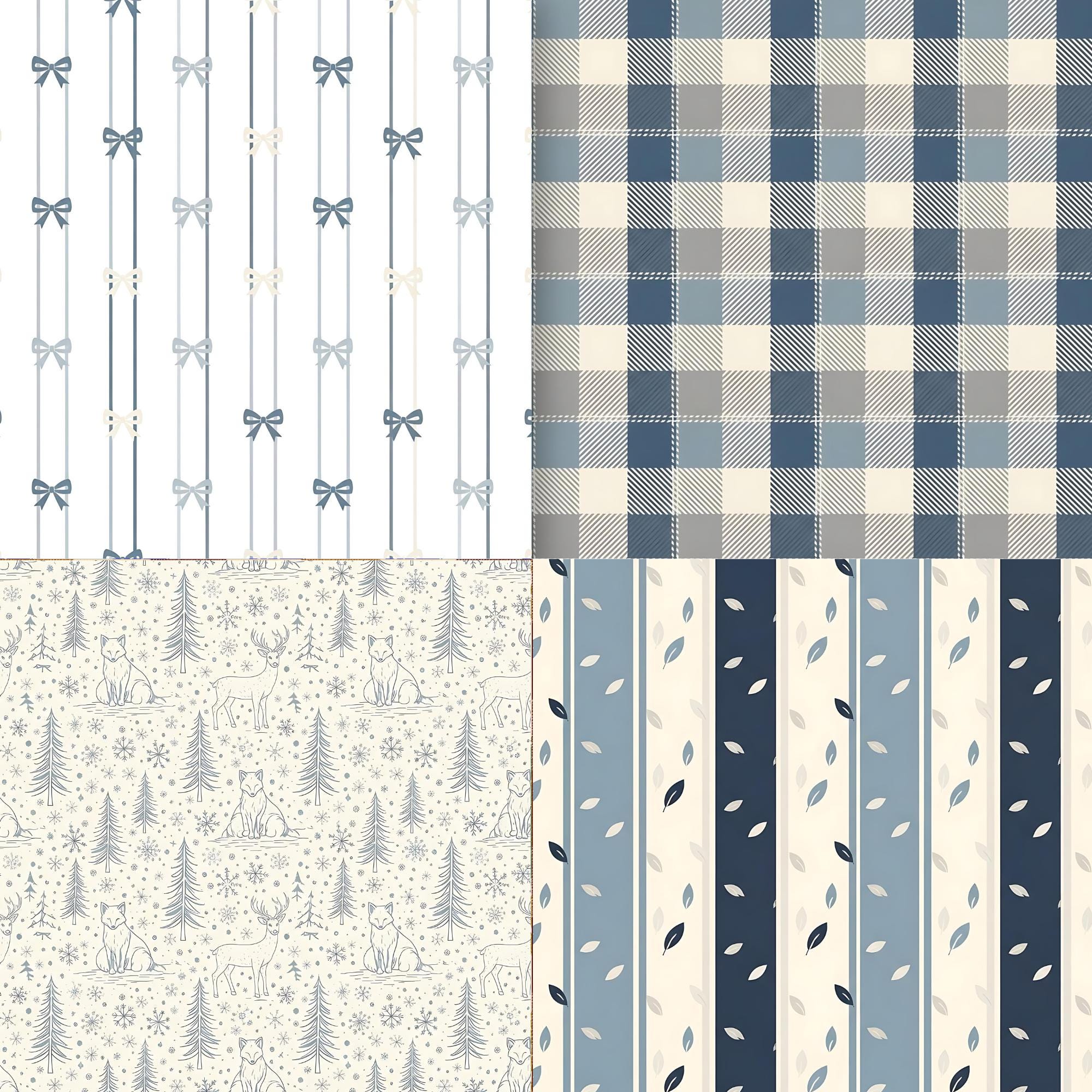 Snowy Winter Seamless Paper Bundle, Woodland Scene, Winter Coquette ...