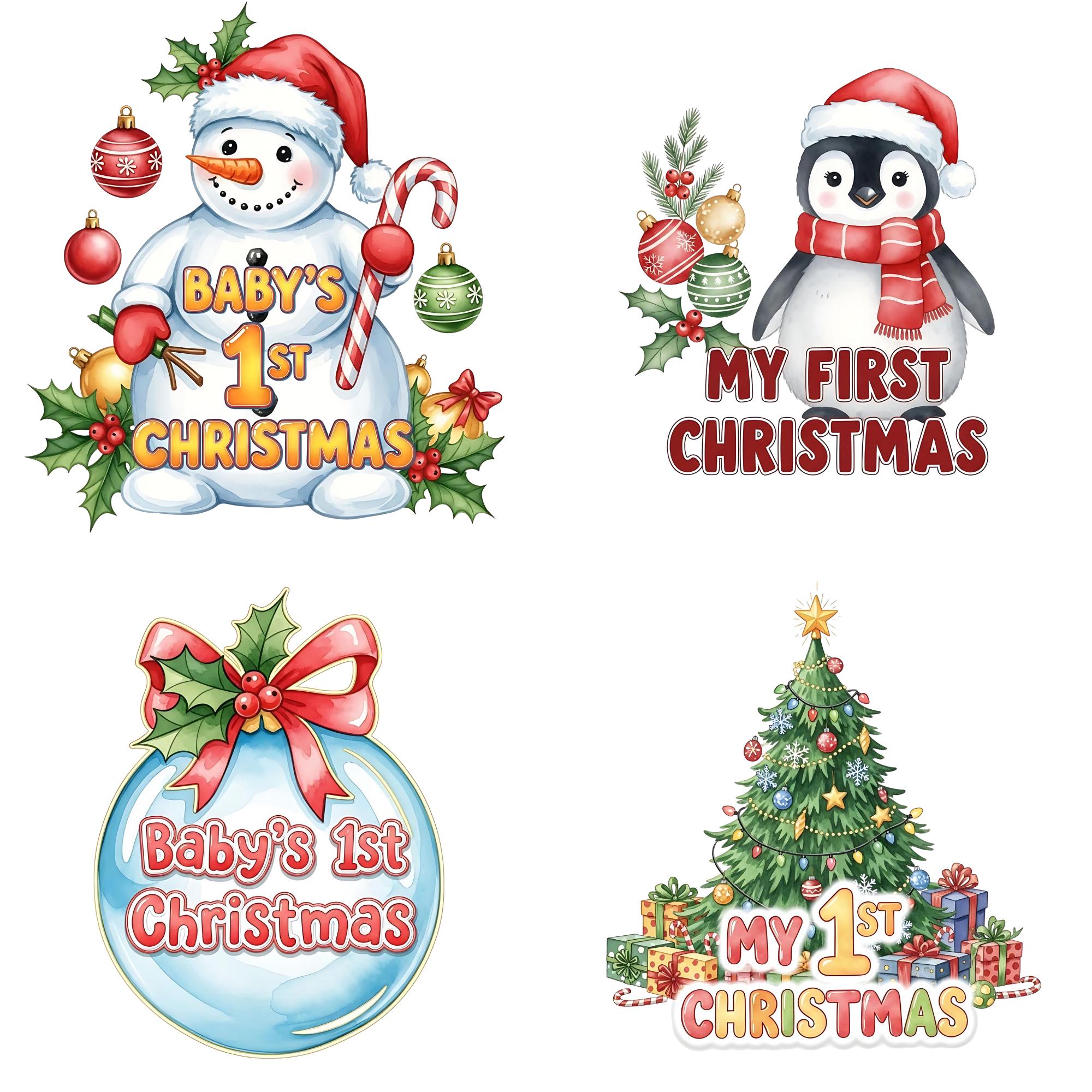 Baby’s 1st Christmas Clipart, My First Christmas PNG, Baby Holiday ...