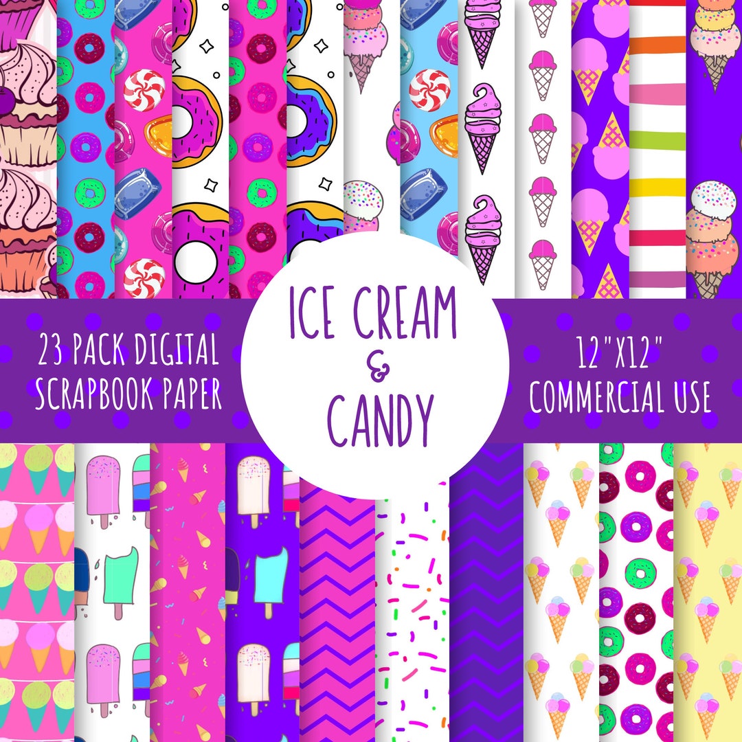 Ice Cream & Candy Digital Paper Pack, Summer Digital Paper, Ice Cream ...