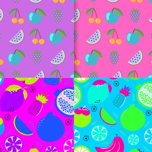 Fruit Digital Paper Pack, Summer Fruit Digital Paper, Watercolor Paper ...