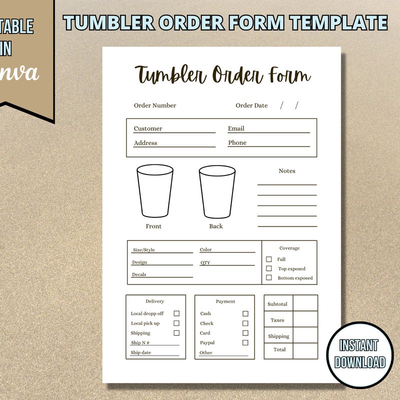 Cup Order Form - Etsy
