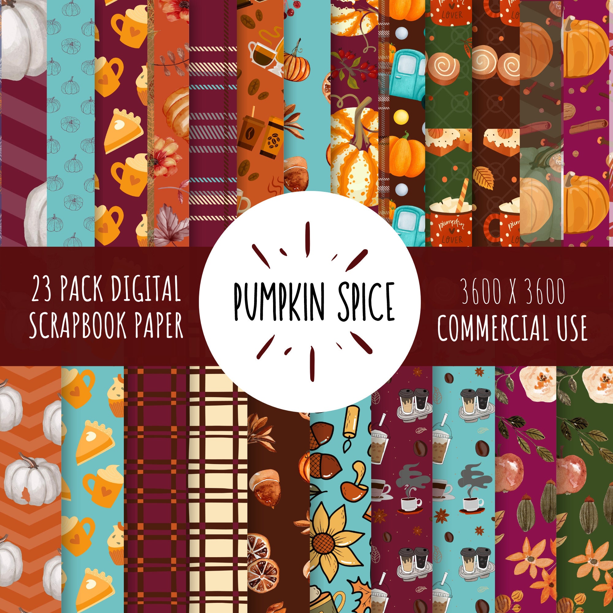 Pumpkin Spice Digital Paper Pack, Pumpkin Spice Lover Background ...