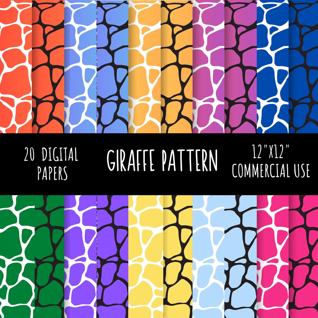 Giraffe Digital Paper Pack, Safari Animal Print Digital Scrapbook Paper ...