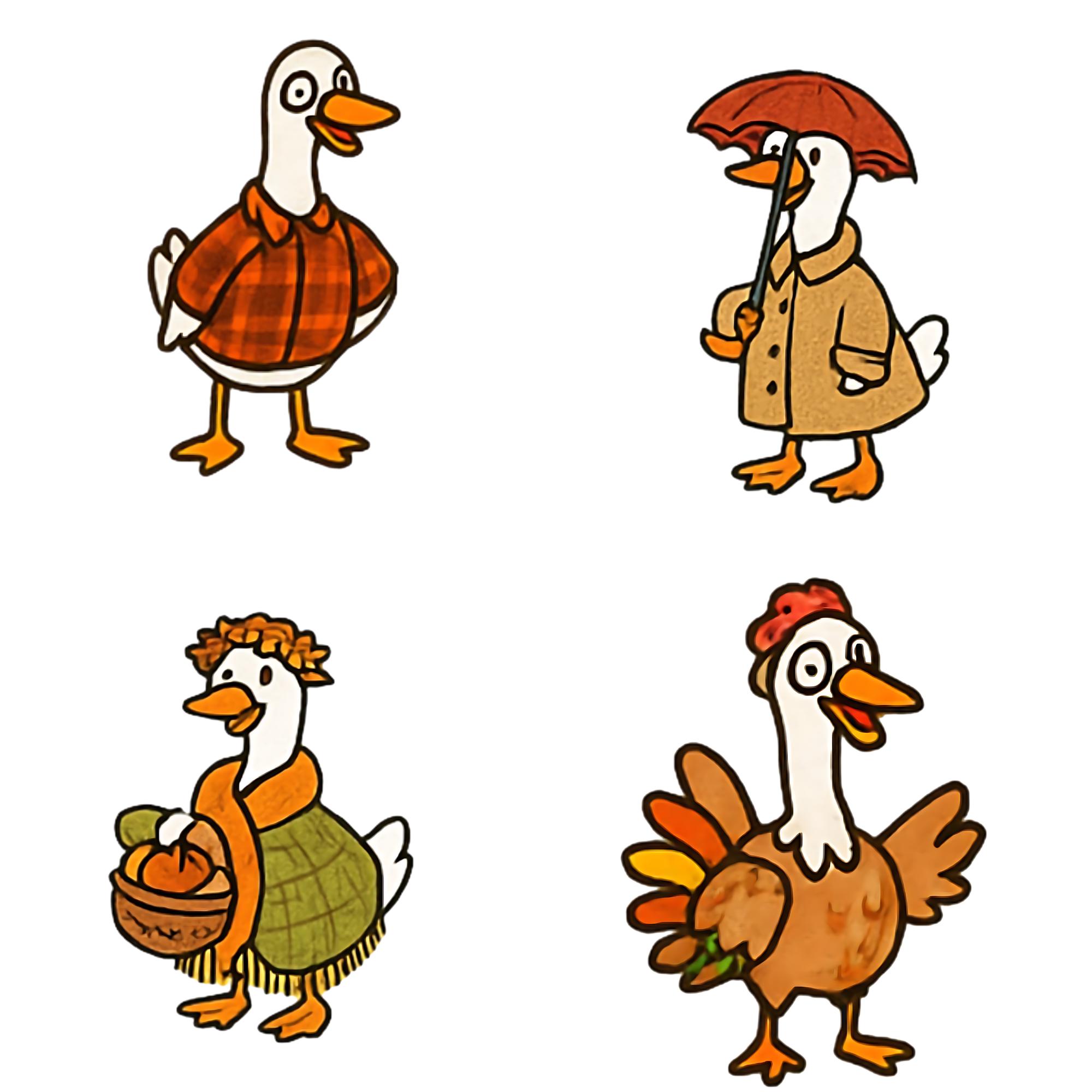 Funny Fall Goose Clipart Bundle: Autumn PNG Graphics (commercial Use ...