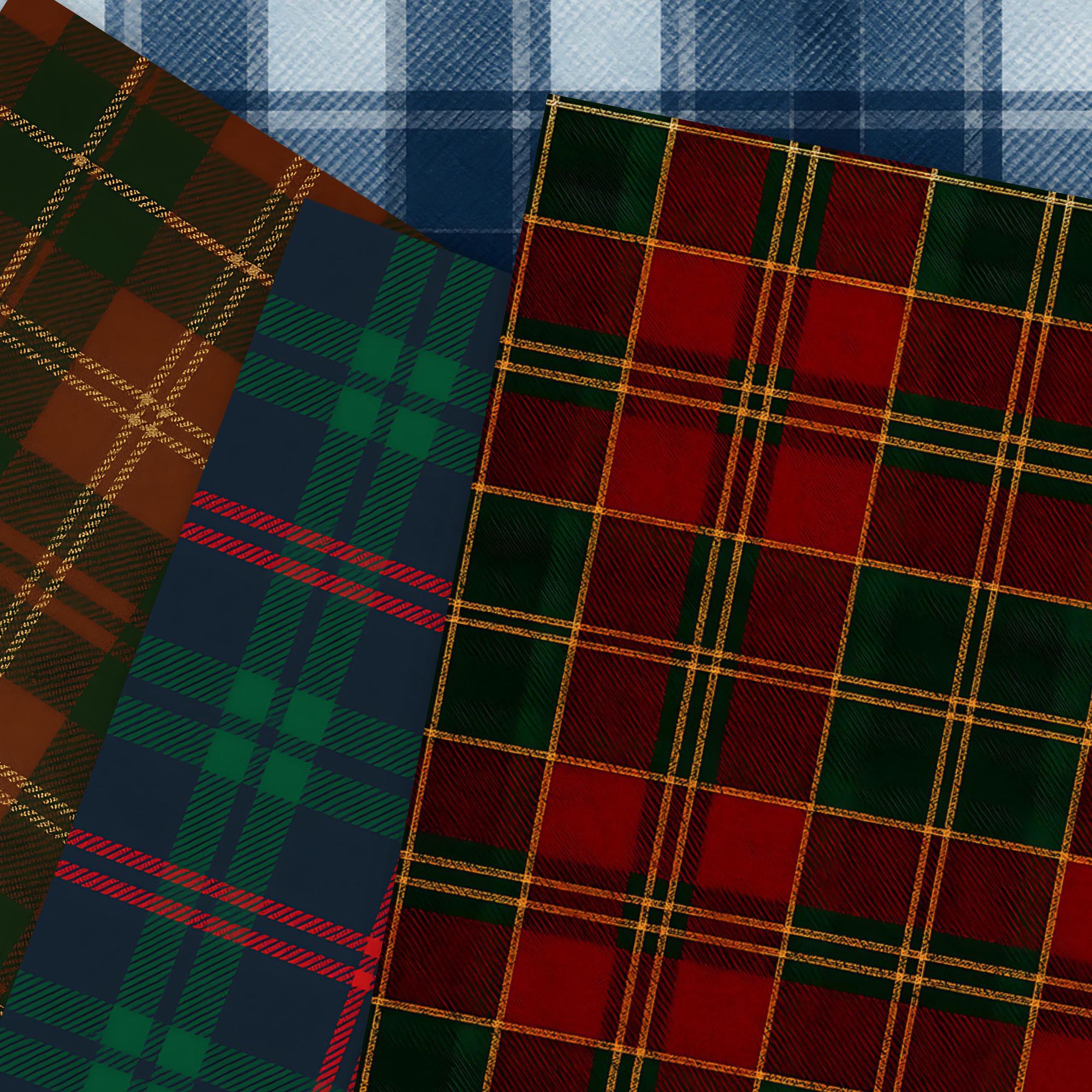 Tartan Plaid Digital Paper, Seamless Christmas Plaid Patterns, Red ...