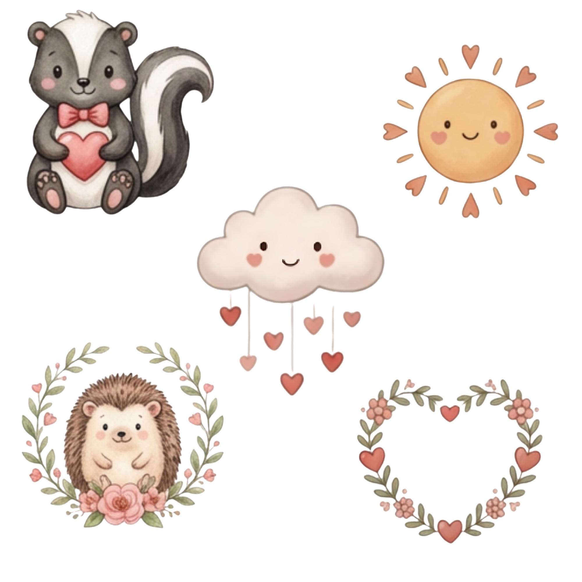 Love Woodland Animals Clipart Bundle, Forest Critter Valentines Day Png ...