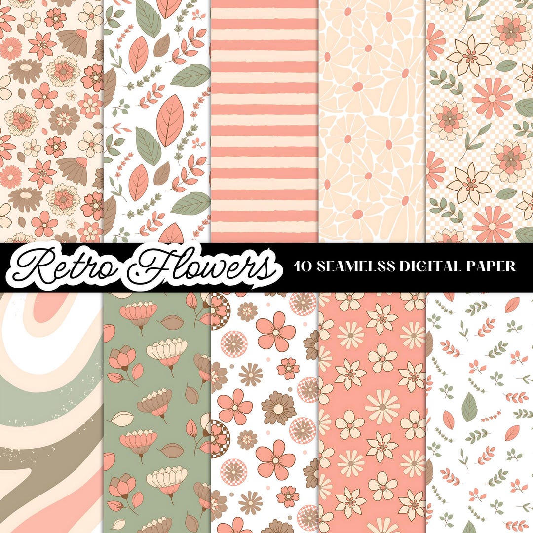 Retro Flowers Seamless Repeatable Pattern, Floral Spring Backgrounds ...