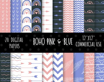 Boho Digital Paper Pack Rainbow Seamless Pattern Retro Digital - Etsy