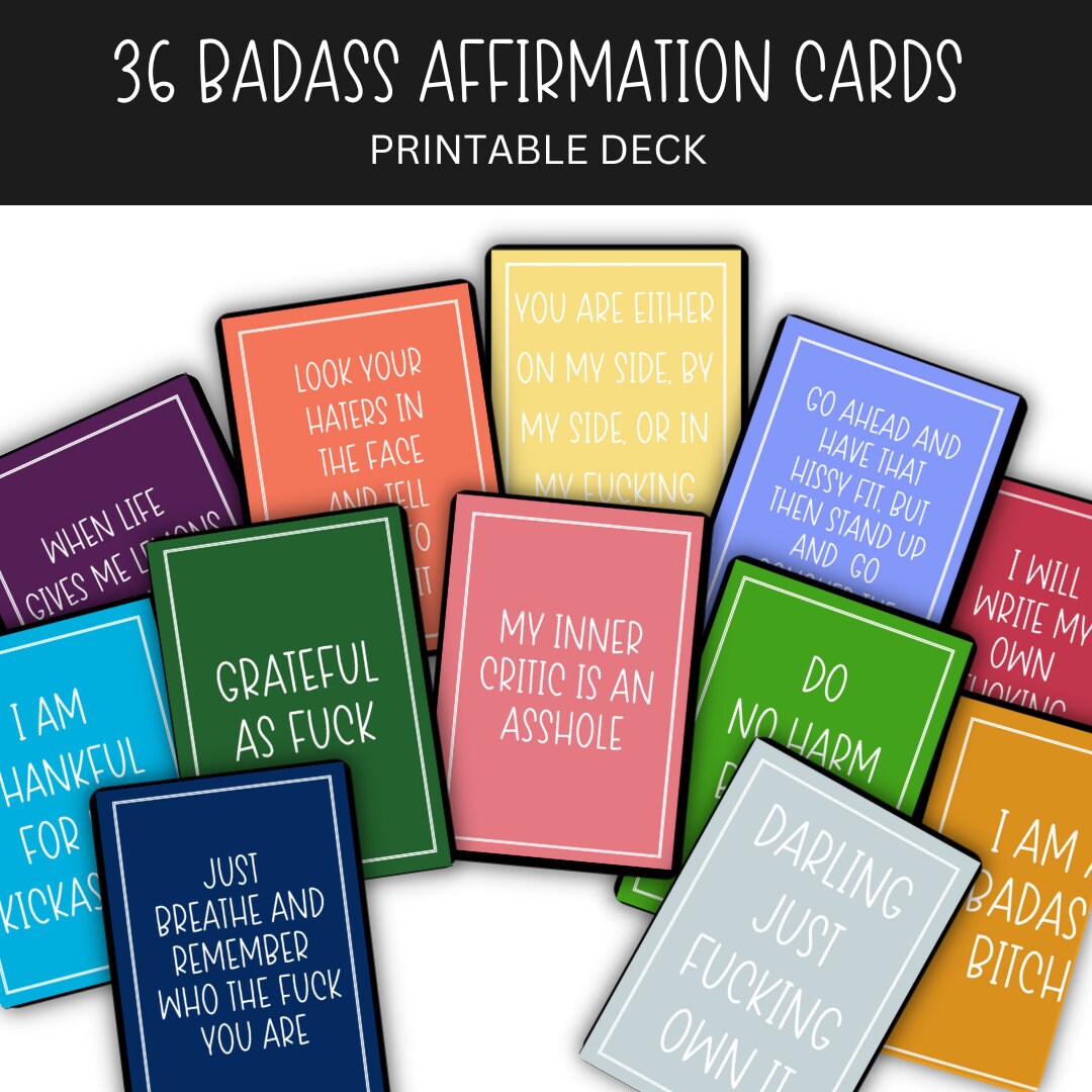 Badass Affirmation Cards Printable Sweary Affirmation Cards - Etsy