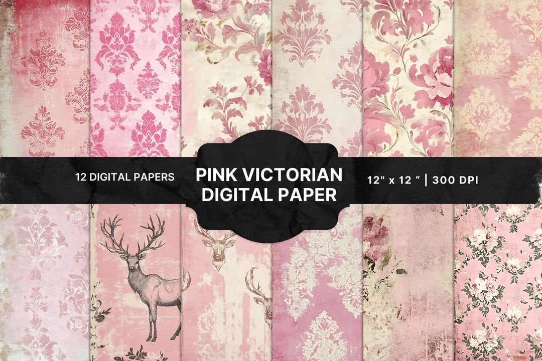 Pink Victorian Digital Paper: Shabby Chic Scrapbook Pages (digital ...